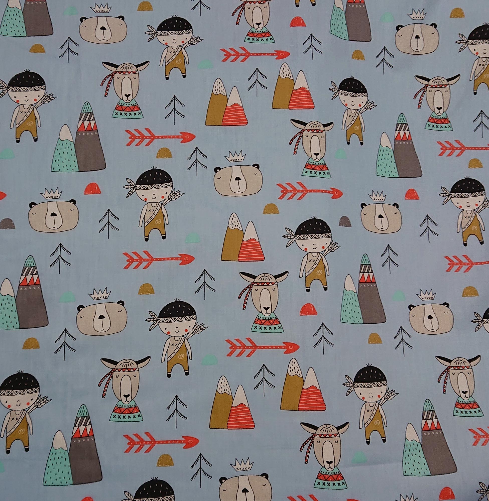 Fabrics :: 100% COTTON PRINTS (exclusive). :: Indian Brave - Blue. 100% ...